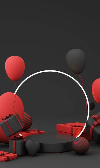 로맨틱 한 창조적 인 구성 해피 발렌타인 데이 현실적인 3d 축제 장식 개체 하트 모양의 풍선과 사랑 떨어지는 선물 상자 반짝이 골드 휴일 배너 와 포스터 3d 렌더 0명에