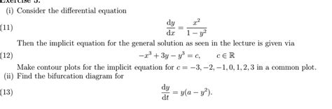 I Consider The Differential Equation 11 Dydx X21 Y2