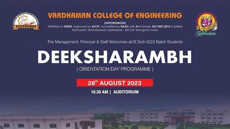 Vardhaman College Of Engineering Vceh On Linkedin Oriantationday Engineeringcollege Btech