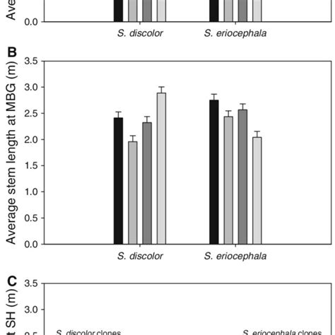 A Average Stem Height Mean And Se And B Average Basal Stem