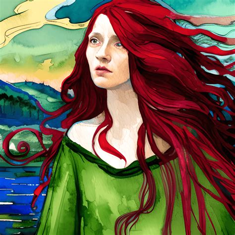 Medieval Goddess With Long Red Hair · Creative Fabrica