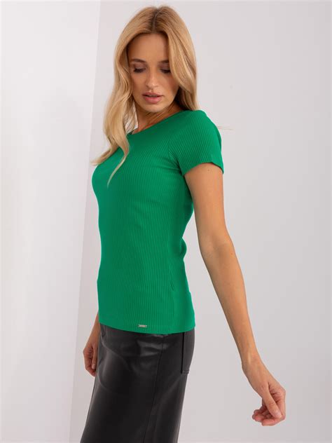 Зелена рипсена тениска с обло деколте Trendo Bg