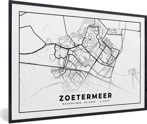Fotolijst Incl Poster Kaart Zoetermeer Nederland 90x60 Cm