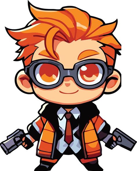 Cute Chiby Character Boys With Gun 48328786 Vector Art At Vecteezy