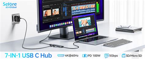 Seloreands Global Selore Usb C Hub Adapter 7 In 1 Type C Hub Multiport