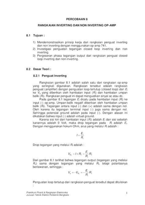Pdf Perc8 Rangkaian Inverting Dan Non Inverting Op Amppdf Dokumen