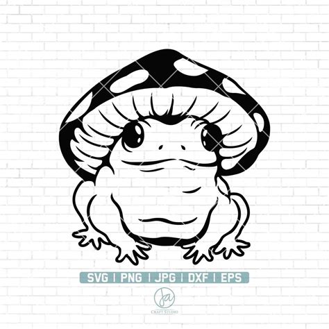 Mushroom Frog Svg Single Color Kawaii Froggo On A Toadstool Frog