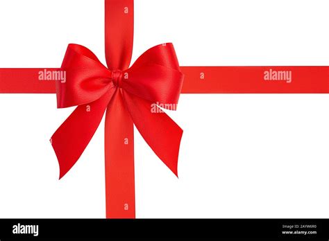 Flat Lay Amazing Beautiful Four Loop Gift Bow And Red Bright Shiny Silk