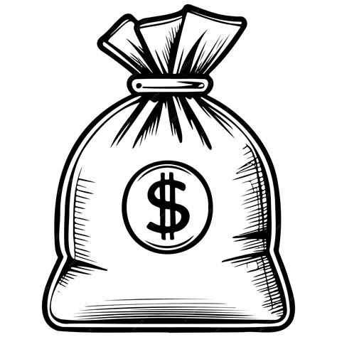 Рисунок денежного мешка рисунок винтажной линии иллюстрация векторное изображение Премиум Ai