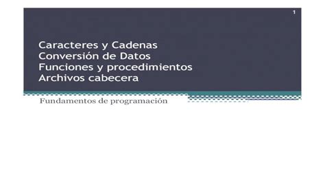 Caracteres Y Cadenas Conversión De Datos Funciones Y Ecrvivancofiles201411