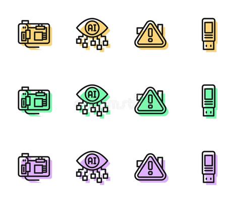 Set Line Exclamation Mark In Triangle Motherboard Computer Vision And