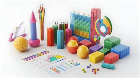 Educational Charts And Diagrams In 3d Rendering On White Background