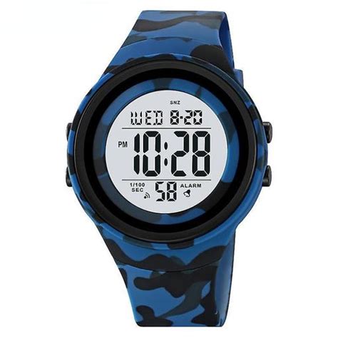 Reloj Deportivo Digital Resistente Al Agua Para Hombre Negro Con