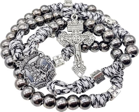 Nazareth Store Black Beads Paracord Rosary Beaded Necklace