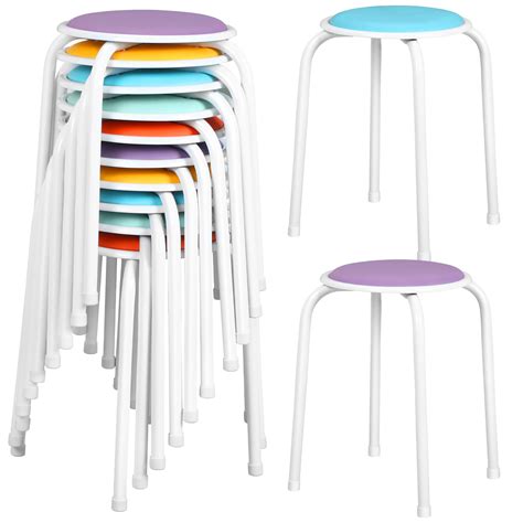 Chitidr Classroom Stools Stackable Assorted Color Metal Stool With