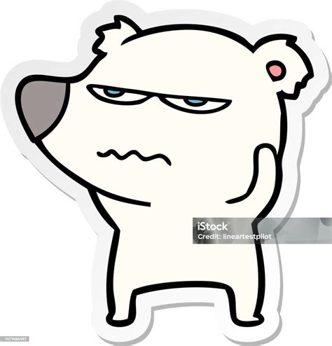 화난 곰 북극 만화의 스티커 곰에 대한 스톡 벡터 아트 및 기타 이미지 곰 극지 기후 낙서 드로잉 Istock