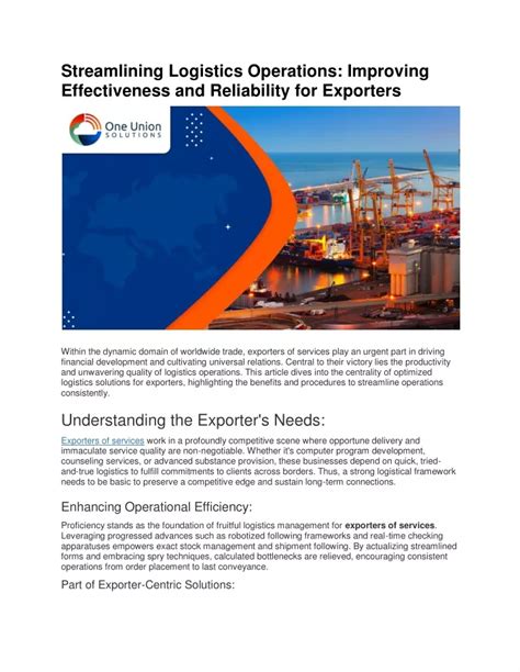PPT Streamlining Logistics Operations Improving Effectiveness And