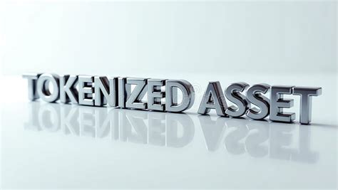 Metallic Text Displaying Tokenized Asset On Reflective Surface Stock