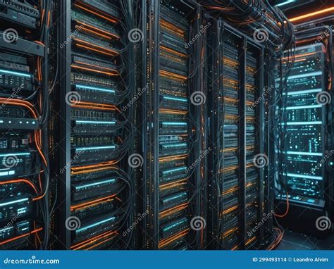 Futuristic Digital Network Interconnected Servers Ai Generated Stock Illustration Illustration