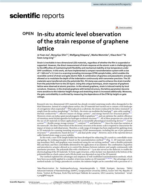 Pdf In Situ Atomic Level Observation Of The Strain Response Of Graphene Lattice