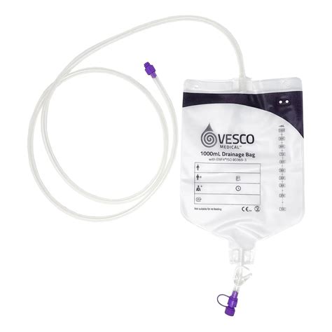 Vesco Medical 1000ml Enteral Drainage Bag Pvc With Enfit 60 Tubing