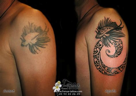 Photos de customisation de tatouage par du point ou du polynésien