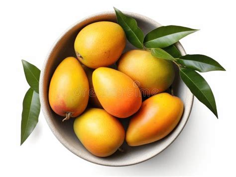 Bowl With Mangoes And Green Leaves Stock Illustration Illustration Of