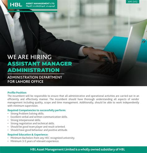 Hbl Asset Management Jobs Am Admin