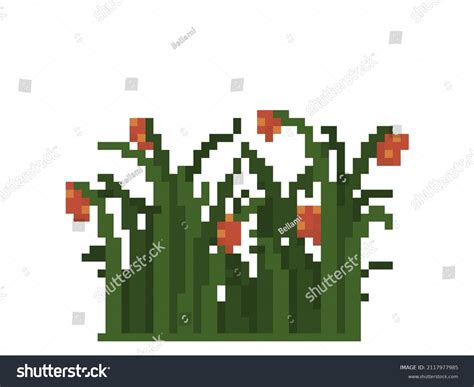 Grass Flowers Pixel Art Grass Sprouts Stock Illustration 2117977985