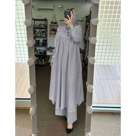 Jual Oneset Long Tunik Setelan Silk Jaguar Premium Shopee Indonesia