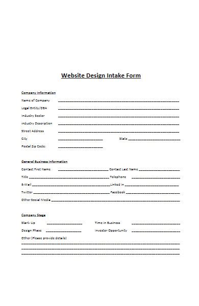 FREE Website Intake Forms Download How To Create Guide Tips