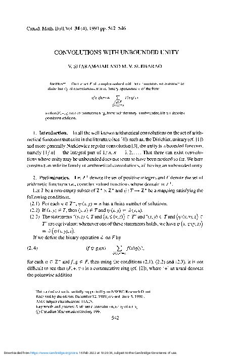 Pdf Convolutions With Unbounded Unity