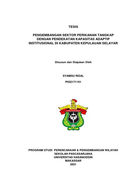 Tesis Syamsu Rizal P022171101 Ppw Unhas Pdf Sains And Matematika