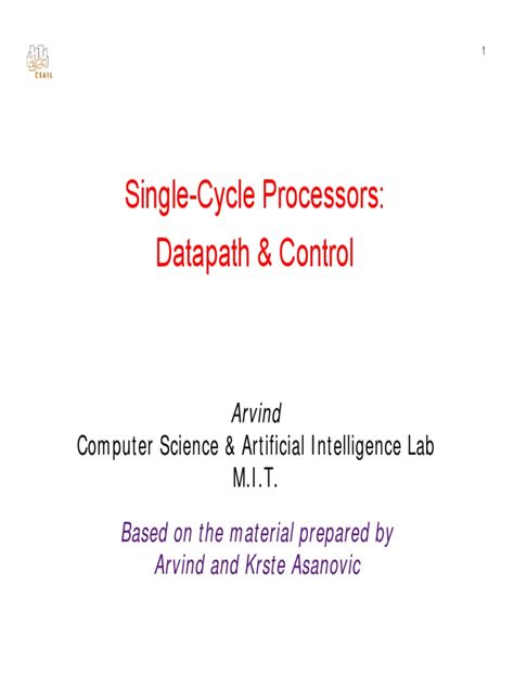 Single Cycle Processors Datapath And Control Computer Science