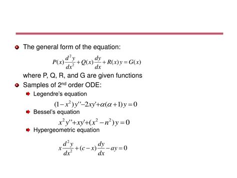 Ppt Linear Second Order Ordinary Differential Equations Powerpoint Presentation Id 6299575