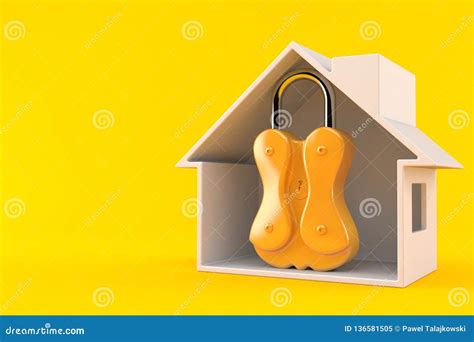 House Cross Section With Padlock Stock Illustration Illustration Of
