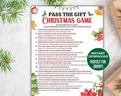 Christmas Pass The Present Game Printable Pass The T Christmas Party