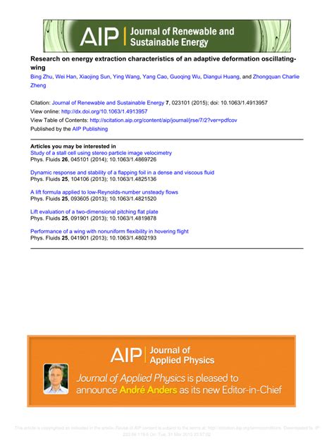 Pdf Research On Energy Extraction Characteristics Of An Adaptive