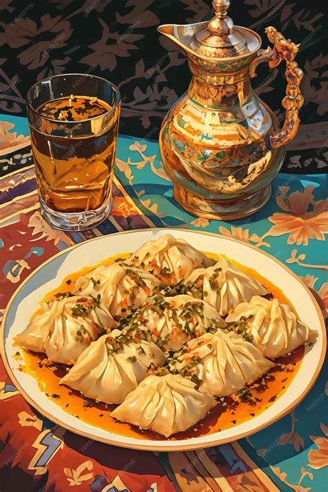 Premium Vector | Afghan Mantu and Meat Dumplings