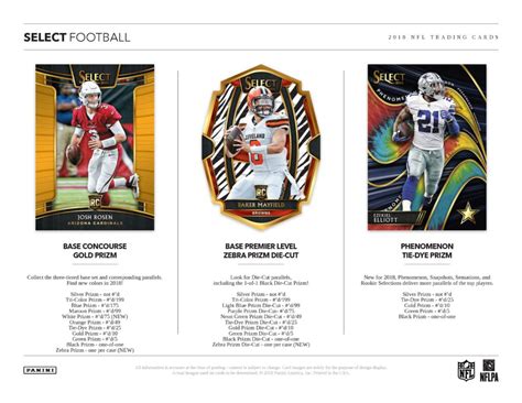 2018 Panini Select Nfl Football Cards Defines Player Collection Chase