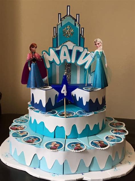 Frozen Elsa And Anna Paper Cake For Birthday Party