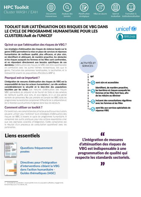 Humanitarian Programme Cycle Hpc Toolkit For Wash Cluster French