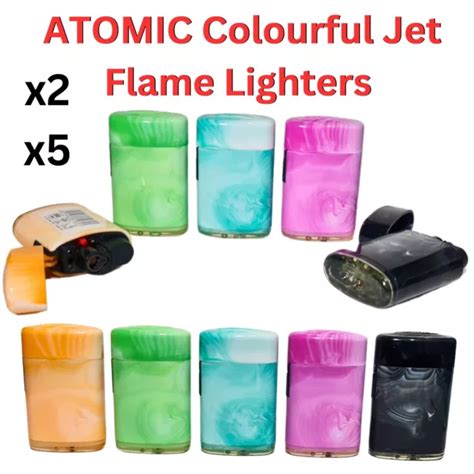 Atomic Colourful Jet Lighters Design Full Set Windproof Dustproof Gas
