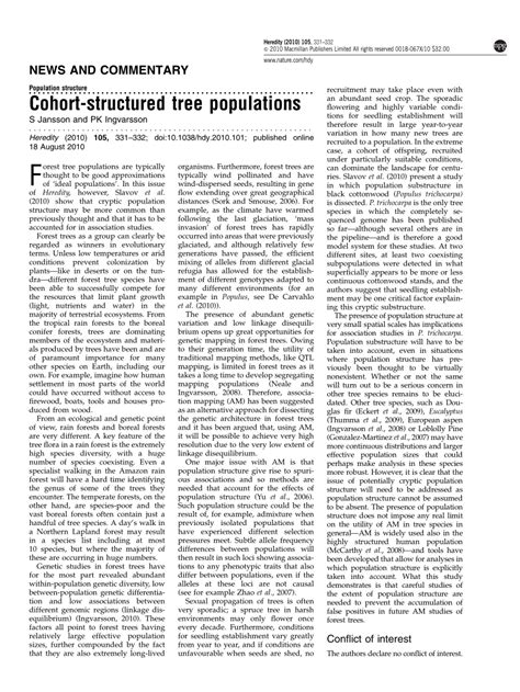 Pdf Cohort Structured Tree Populations