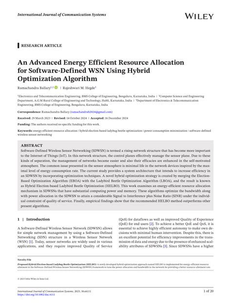An Advanced Energy Efficient Resource Allocation For Software‐defined Wsn Using Hybrid