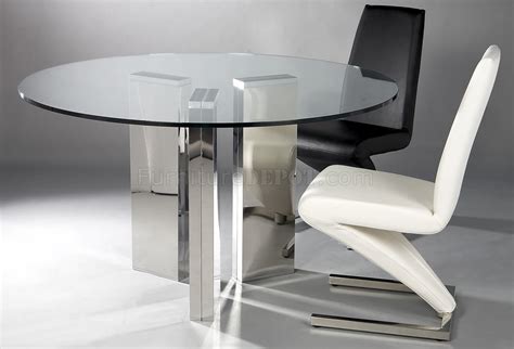 Round Tempered Glass Top Modern Dining Table Woptional Chairs