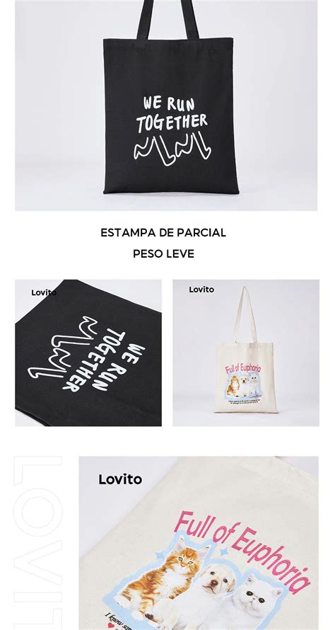 Lovito Bolsa Tote de Lona de Algodão Reutilizável Moderna Gráfico