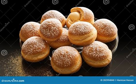 Choux Au Craquelin A Display Of Choux Pastry Puffs Sugar Coated