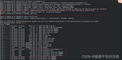 Mysql 启动日志报错：starting Mysql Error The Server Quit Without Updating