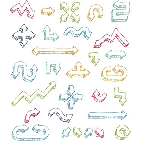 Flechas Dibujadas A Mano Coloridas Vector Premium